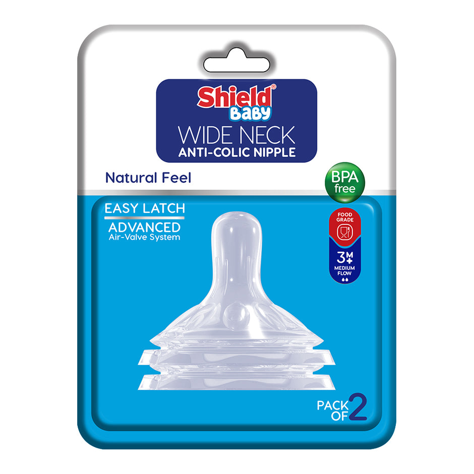 Wide Neck Nipple with Flow Control Slow Medium and Fast – Shield Pakistan